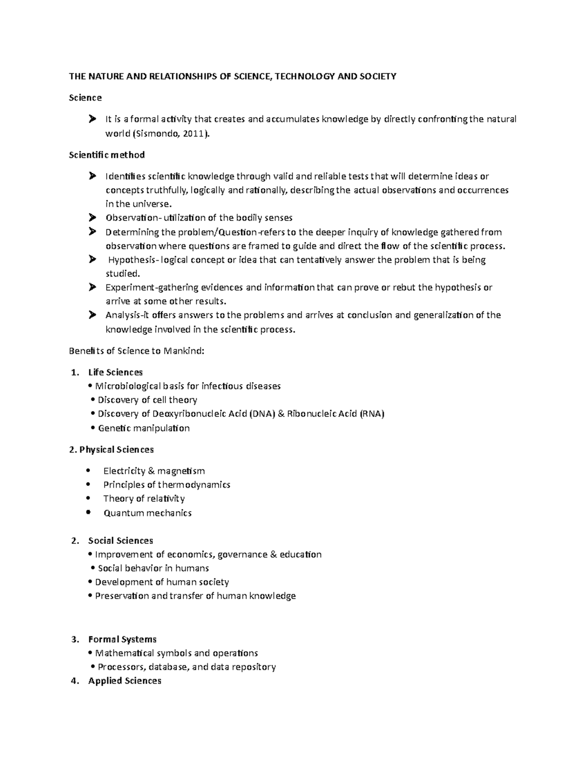 THE Nature AND Relationships OF Science - THE NATURE AND RELATIONSHIPS ...