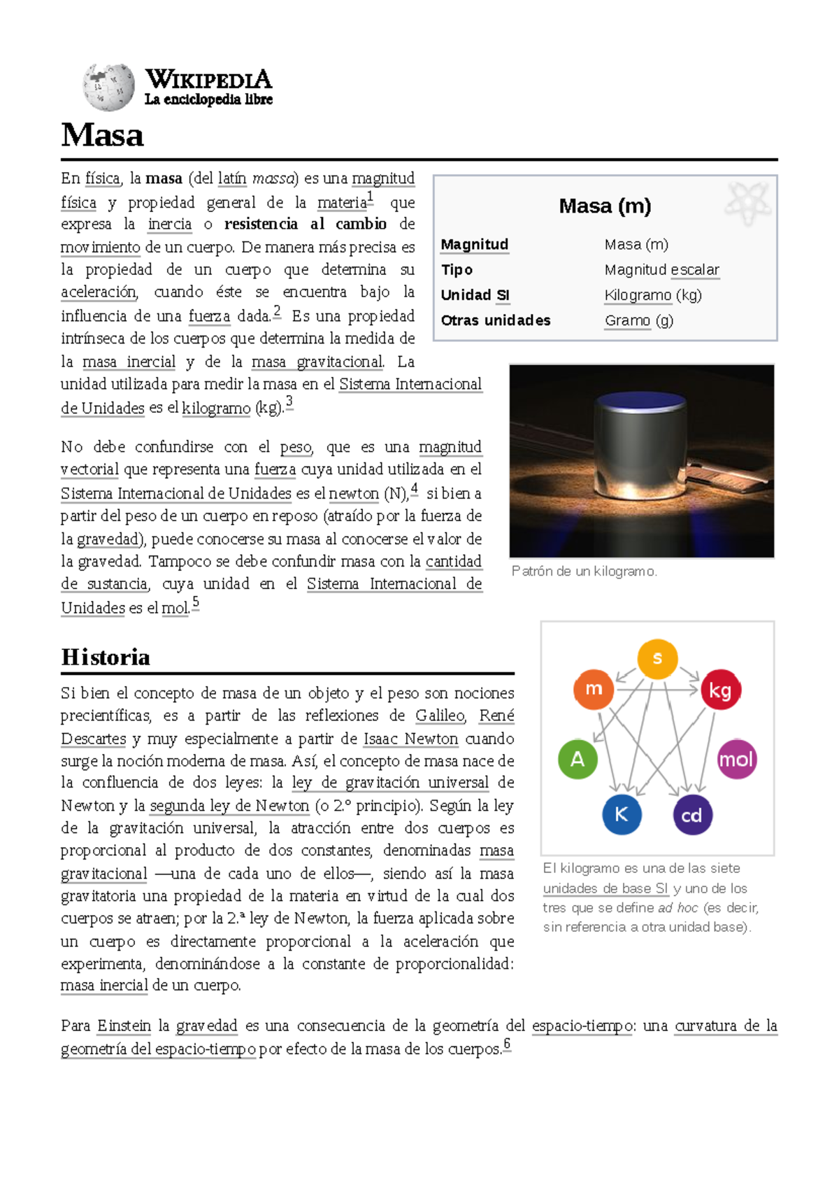 Masa - trabajo sobre la masa - Masa (m) Magnitud Masa (m) Tipo Magnitud ...