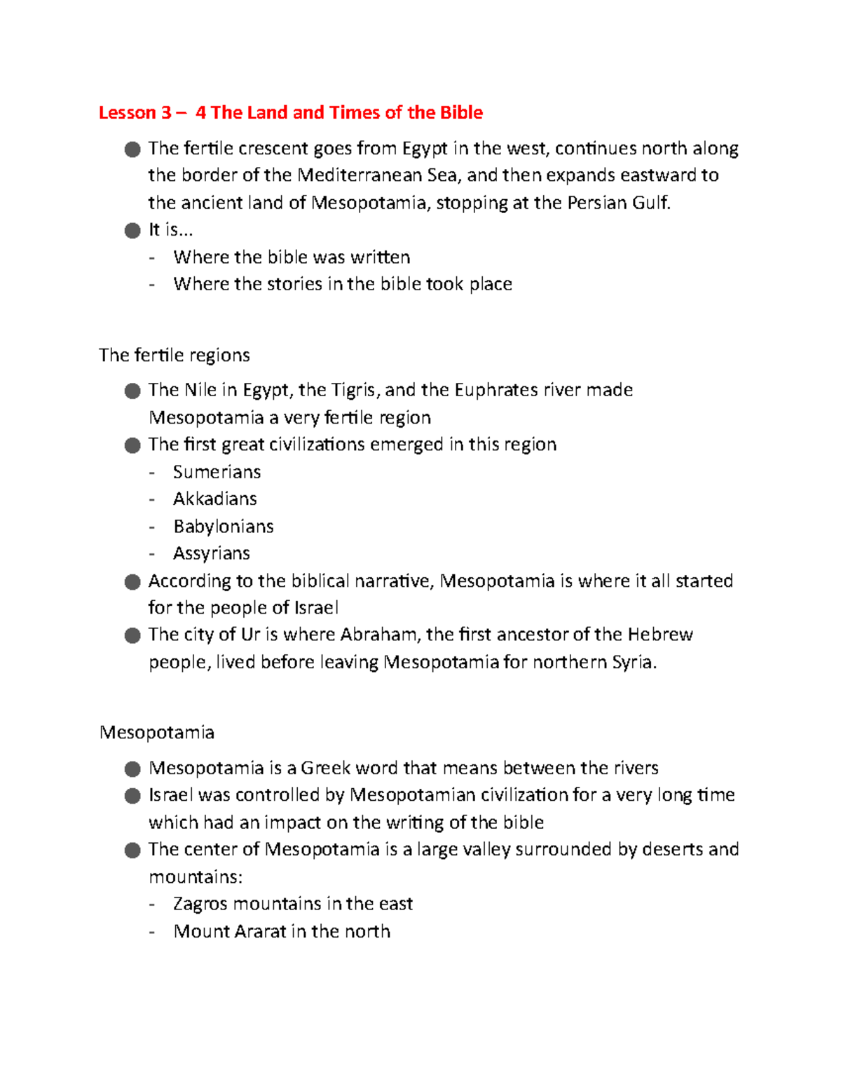 THEO 202 Units 3 and 4 - Lesson 3 – 4 The Land and Times of the Bible ...