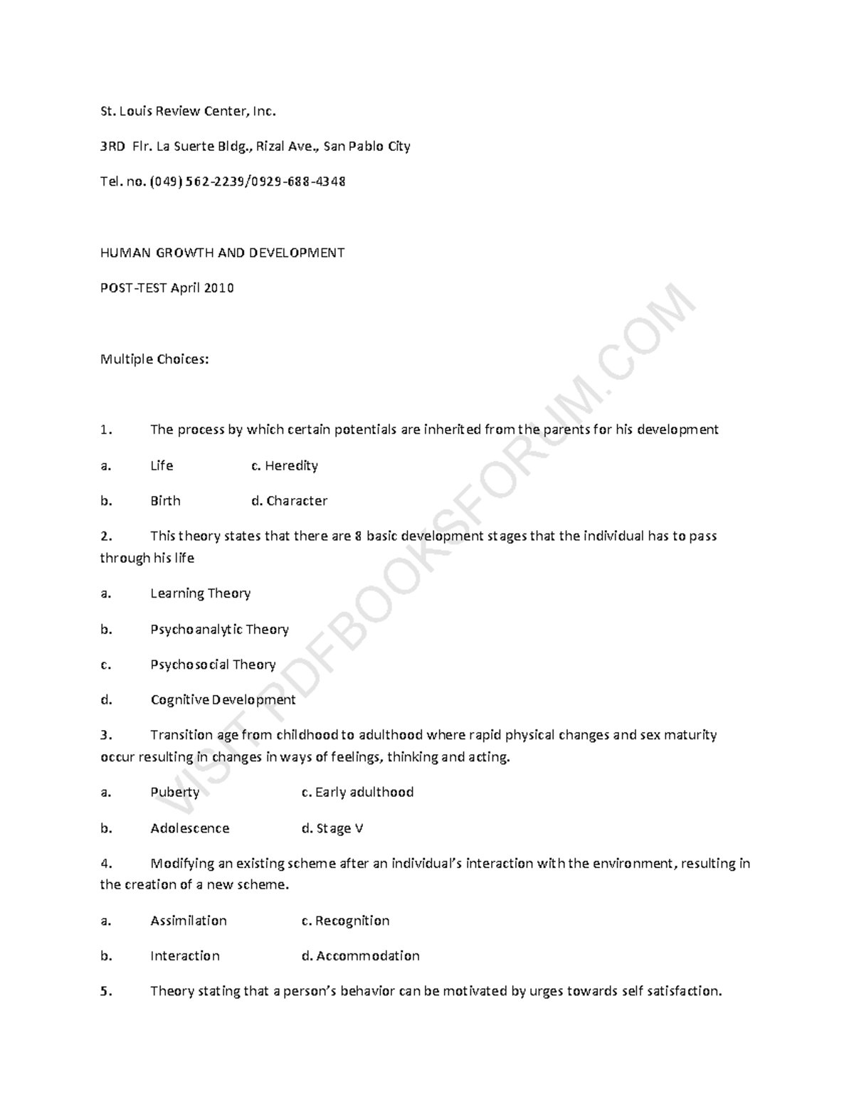 Profed 10 ans - With key - St. Louis Review Center, Inc. 3RD Flr. La ...