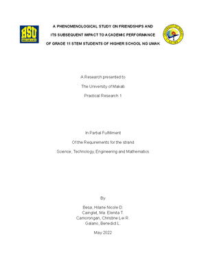 PRACTICAL RESEARCH 1 EXAMPLE FOR STUDENTS - CHAPTER 1 THE PROBLEM AND ...