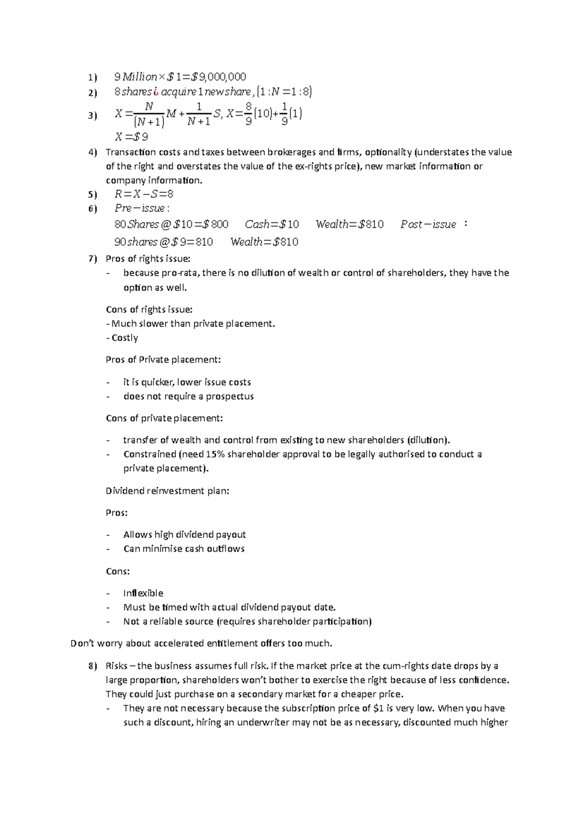 In tutorial 2 (solutions) - 9 Million×$ 1 = $ 9,000, 8 shares ¿ acquire ...