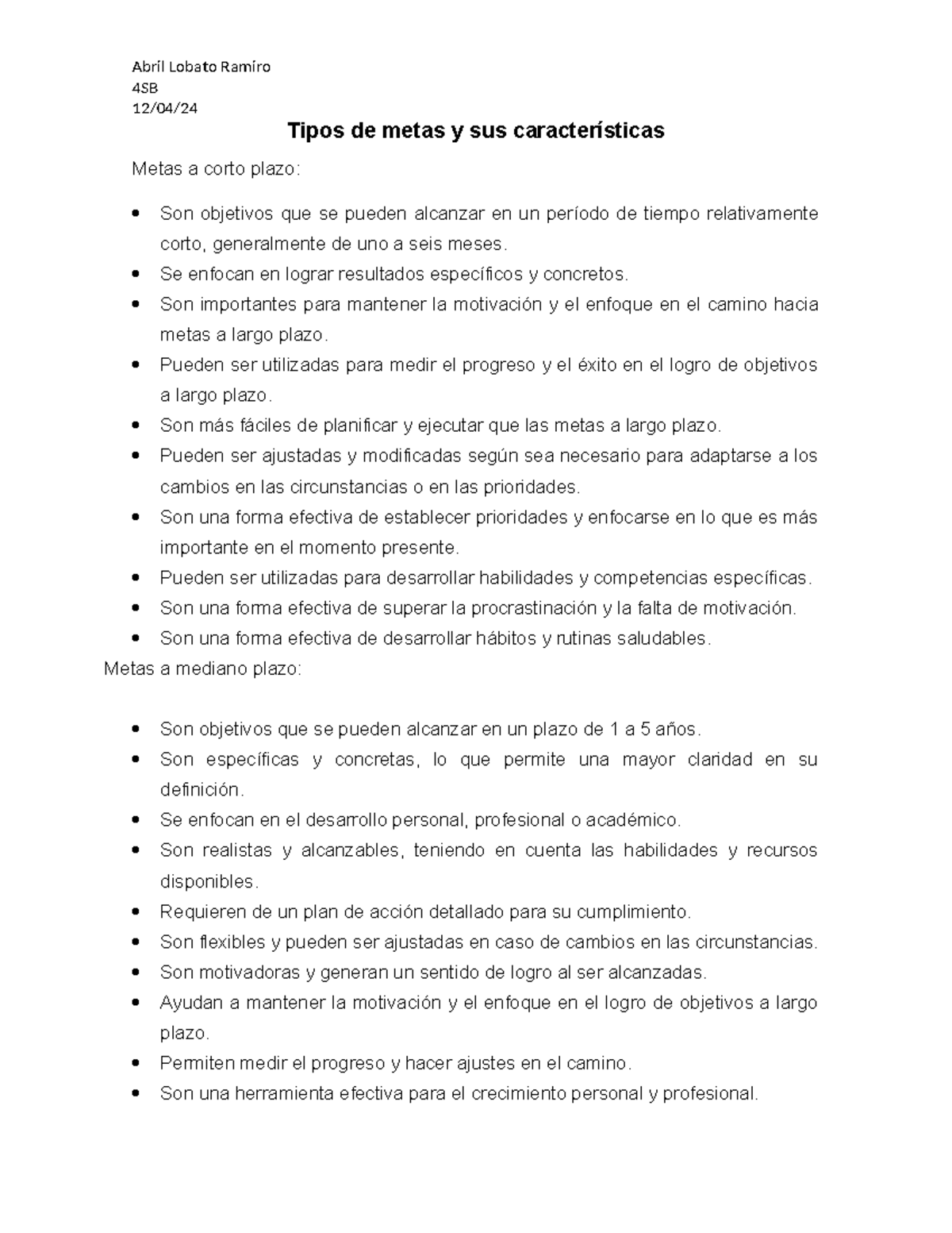 Tipos de metas y sus características - Abril Lobato Ramiro 4SB 12/04 ...