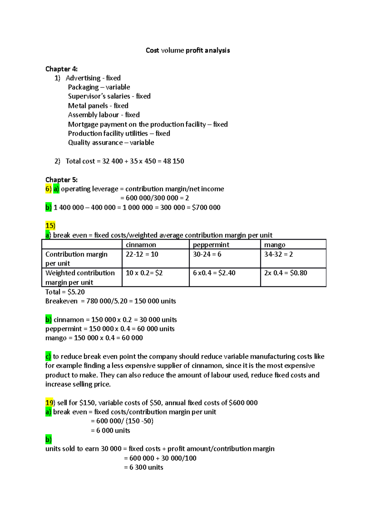 Acct tut 11 hawk - Cost volume profit analysis Chapter 4: 1 ...