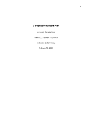 Career Development Planning - HRMT - Individual Assignment #2 Career ...