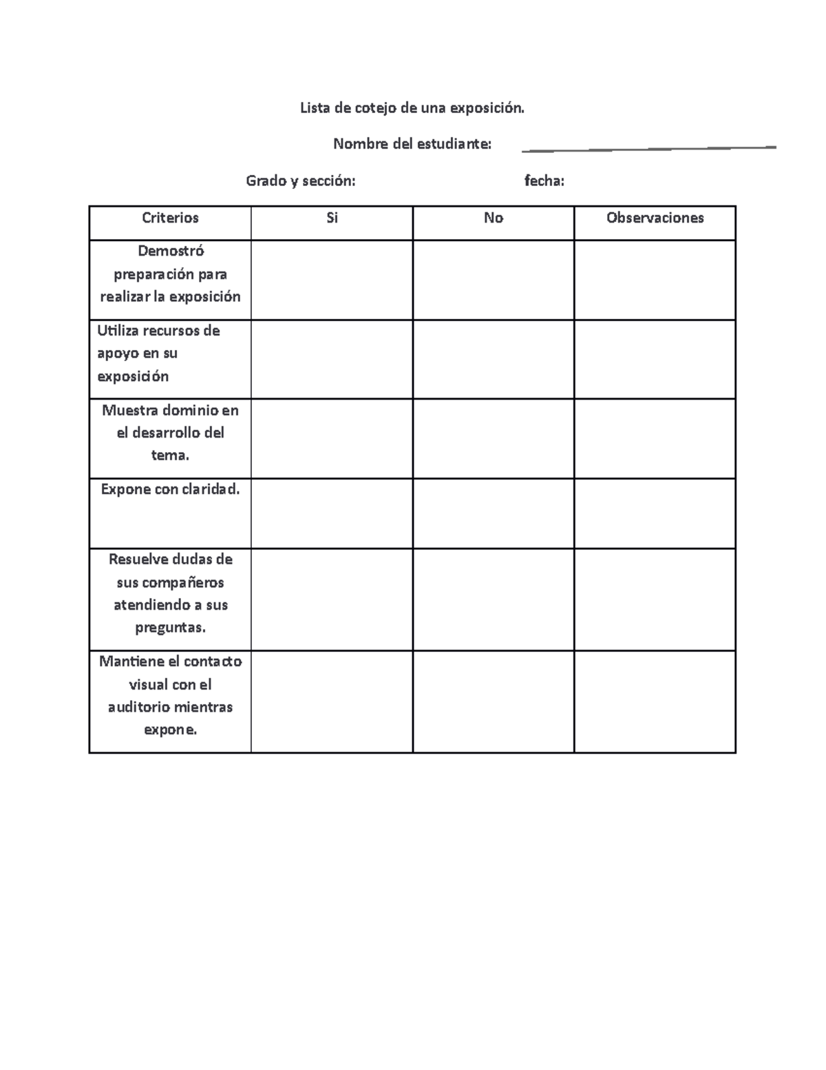 Lista de cotejo - Tipos forma de evaluar - Lista de cotejo de una ...