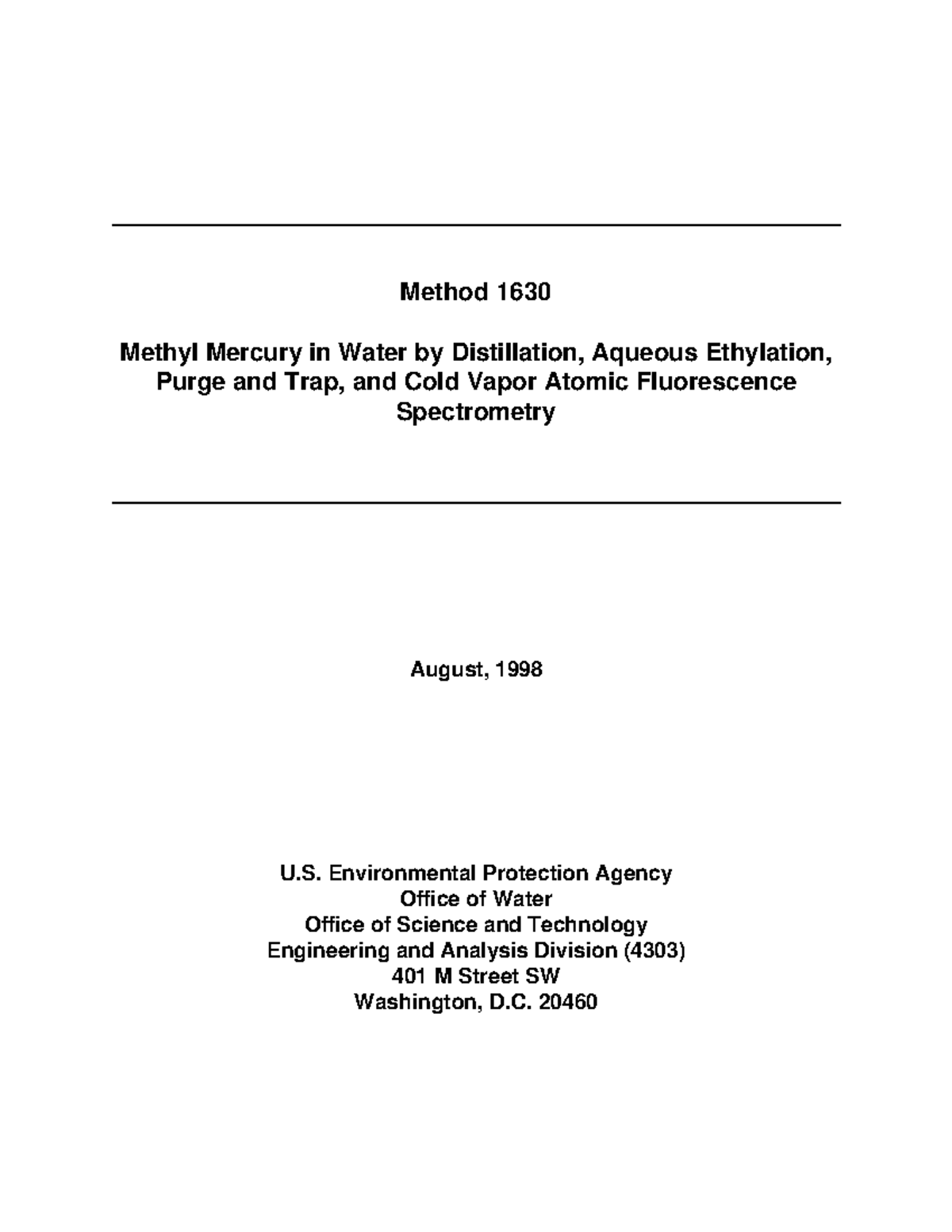 Method 1630 1998 - pratice - Methyl Mercury in Water by Distillation ...