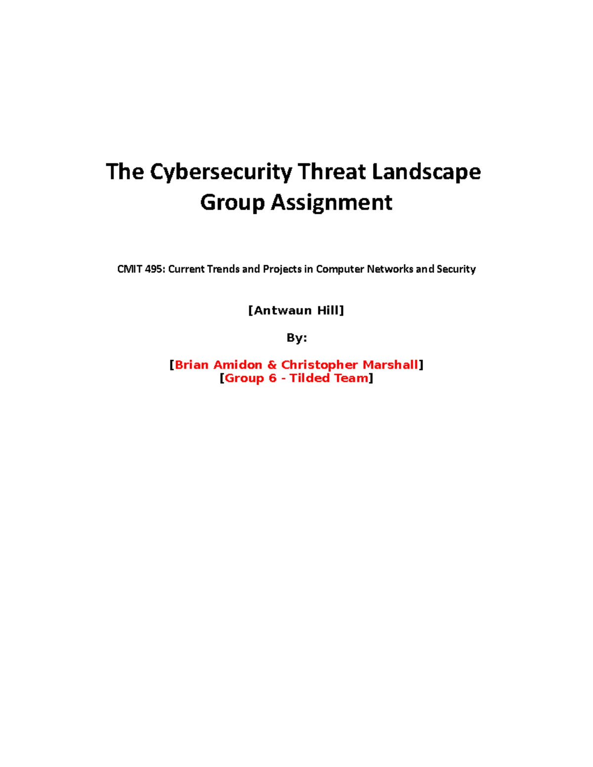 Assignment 4 - Cybersecurity Threat Landscape - The Cybersecurity ...