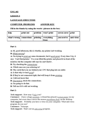 Sb answer key speak out preintermediate - 1 PRE-INTERMEDIATE ANSWER KEY ...