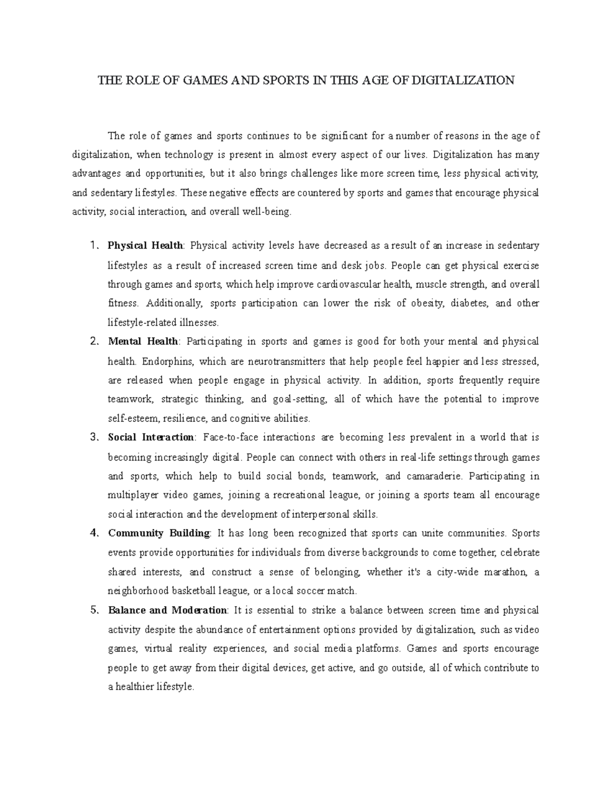 Role of games - Digitalization has many advantages and opportunities ...