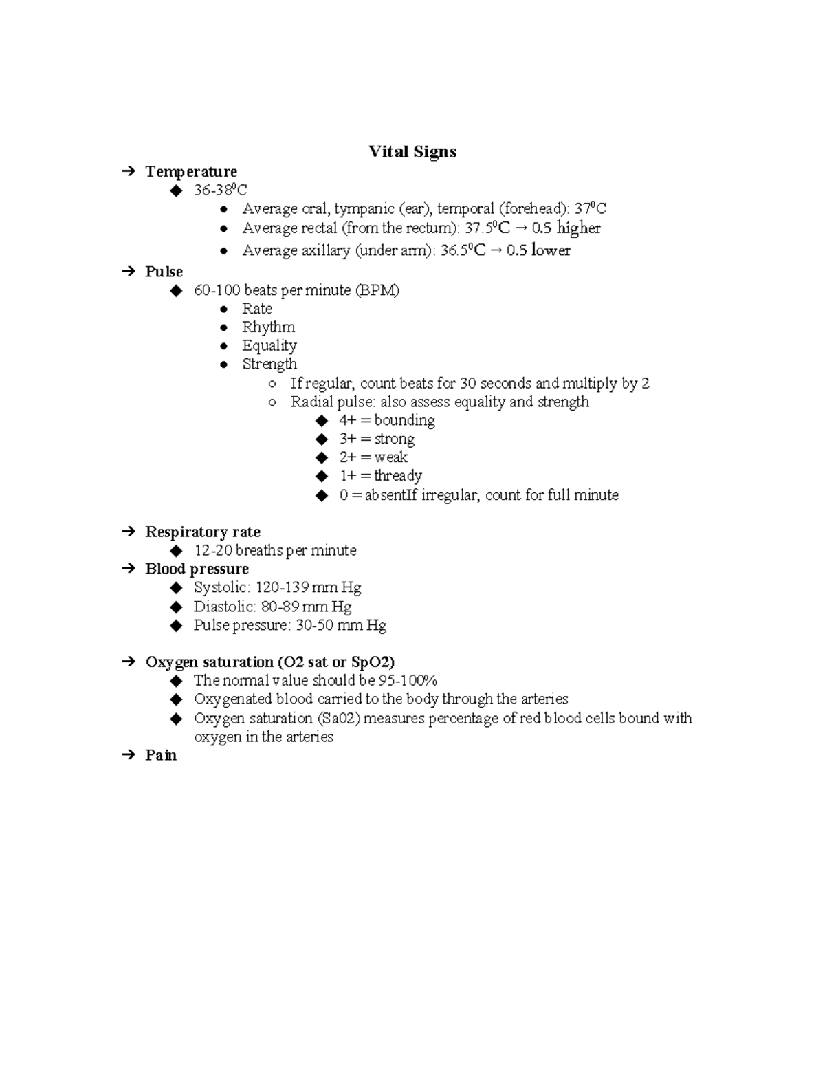 Vital signs - Vital Signs Temperature 36-38 0 C Average oral, tympanic ...