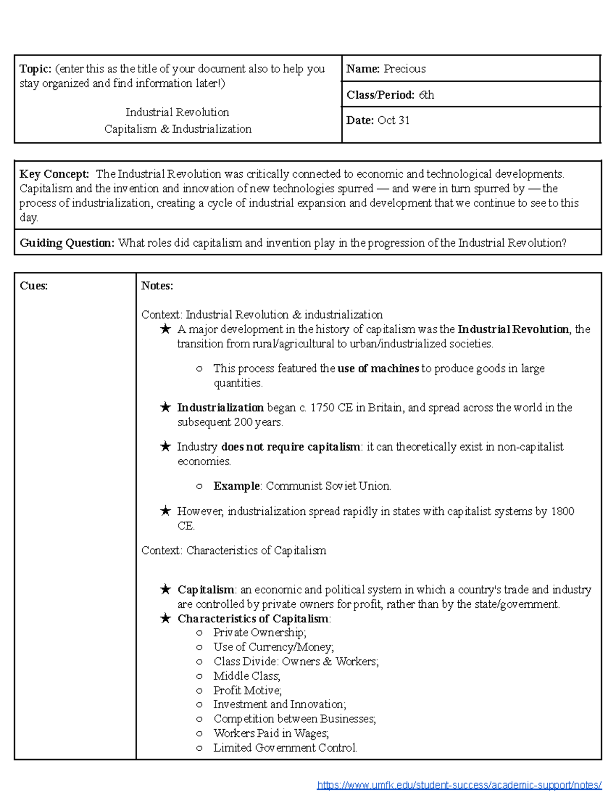 Precious S - Unit 3 Note Template - Topic: (enter this as the title of ...