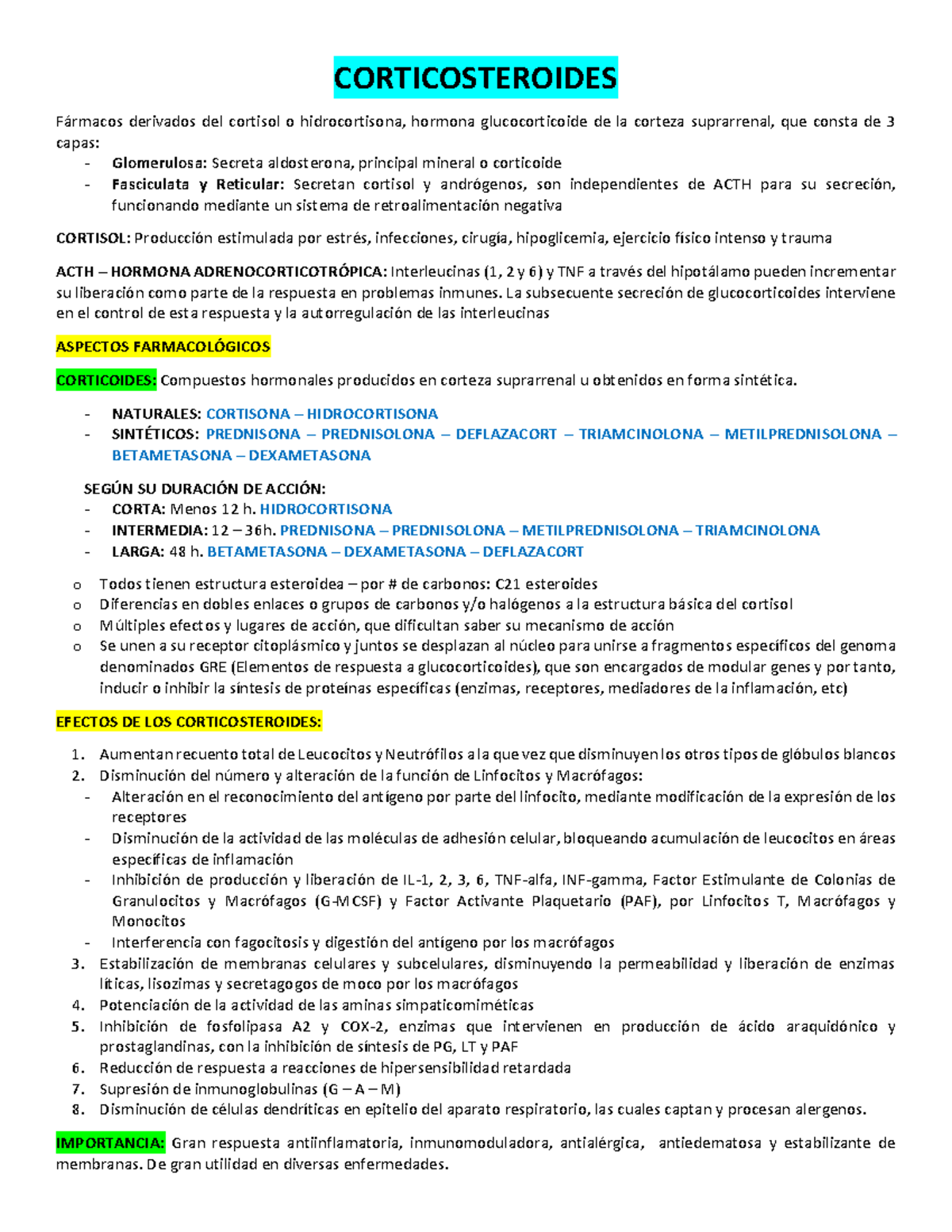 Corticosteroides - CORTICOSTEROIDES F·rmacos derivados del cortisol o ...
