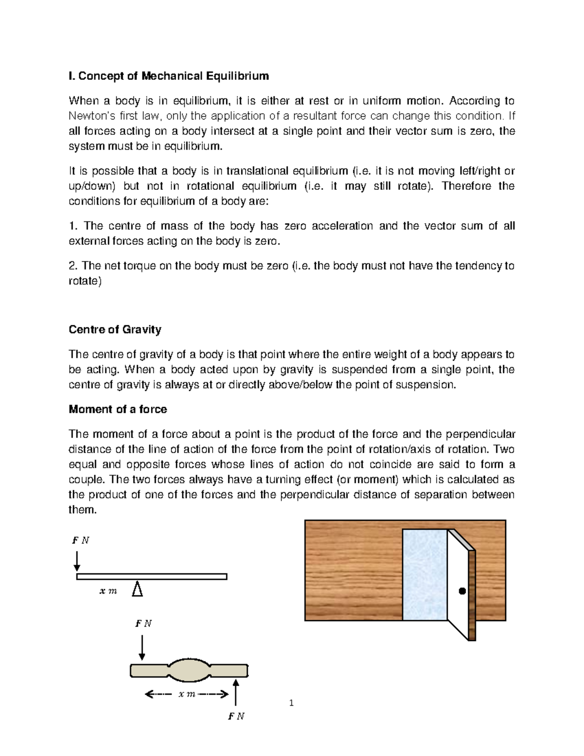 3. Mechanics of rigid bodies 28Oct2022 - 1 I. Concept of Mechanical ...