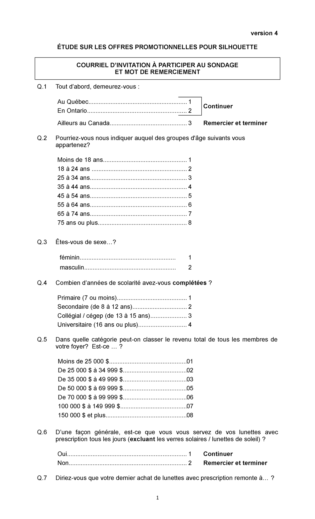 Questionnaire silhouette v4-2 - version 4 ÉTUDE SUR LES OFFRES ...