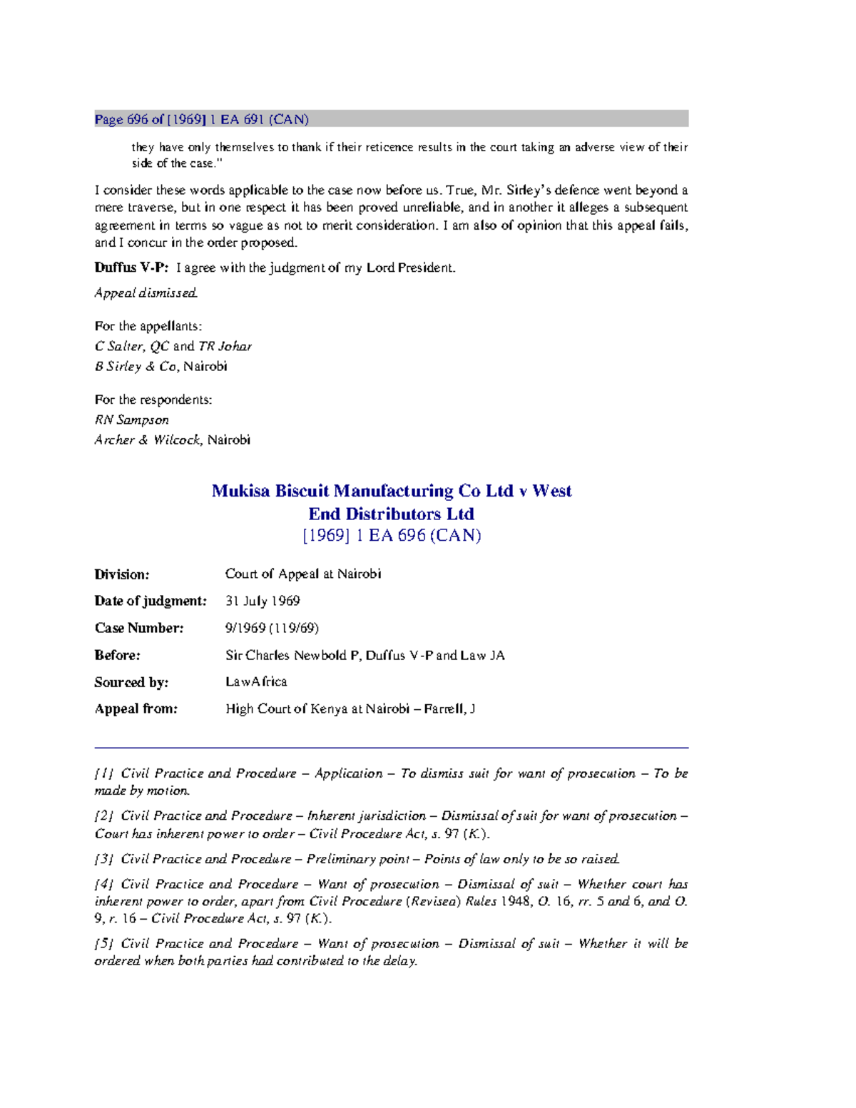 Mukisa Biscuit Manufacturing CO. LTD Versus WEST END Distributors LTD ...