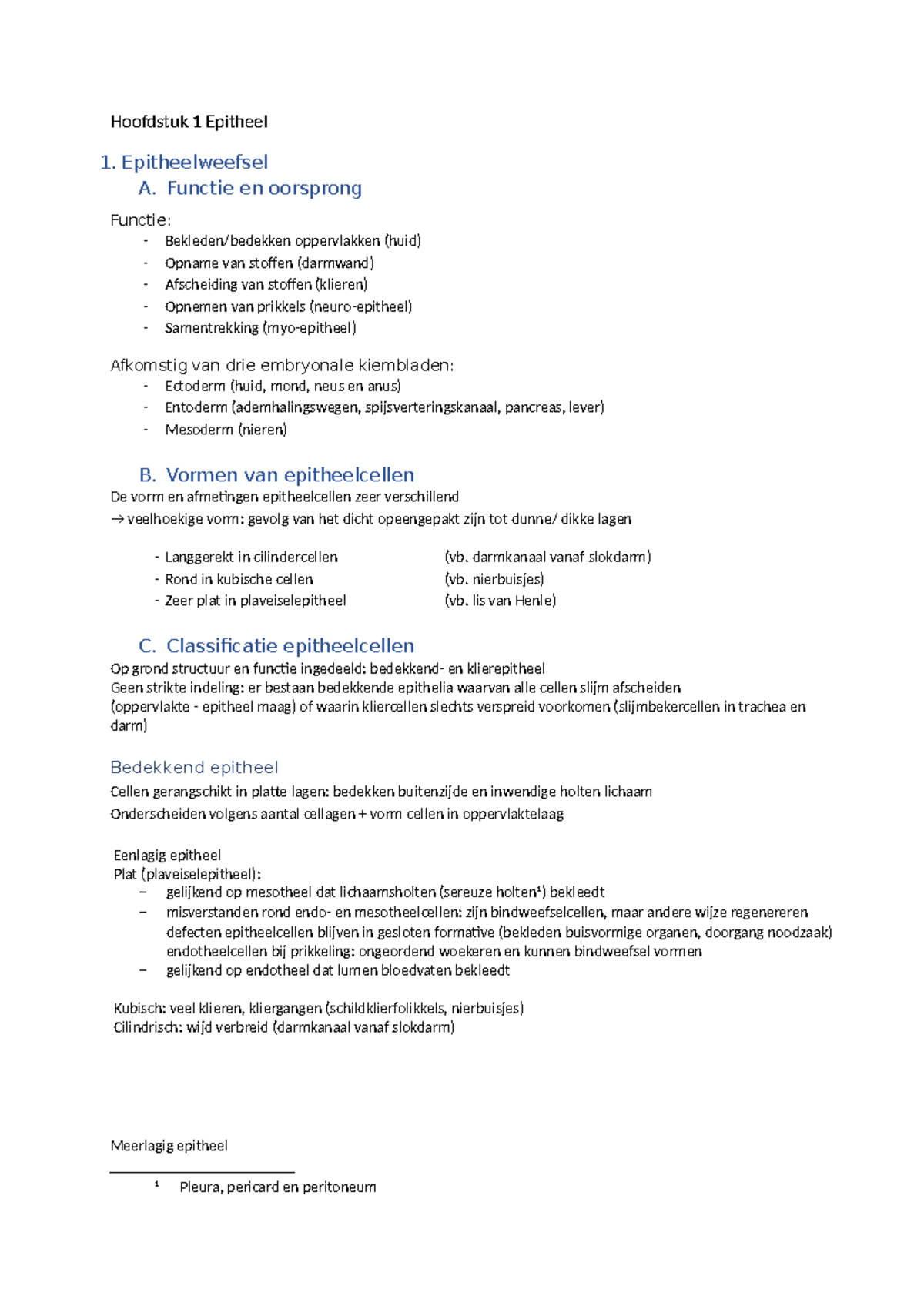 Hoofdstuk 1 Epitheel - Samenvatting Cytologie & Histologie - Hoofdstuk ...