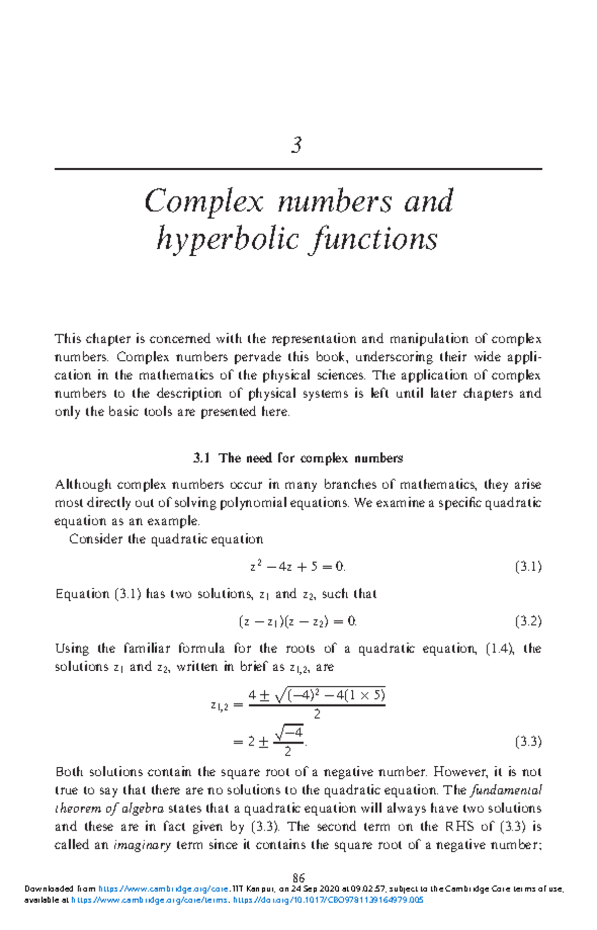 07 - Helpful - 3 Complex numbers and hyperbolic functions This chapter is concerned with the ...