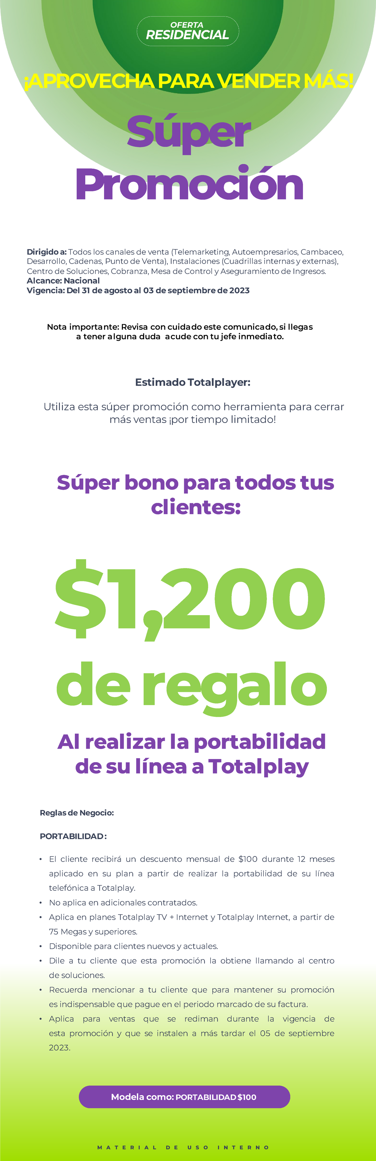 Super Bono de Portabilidad - Residencial - Agosto 2023 - ####### M A T E R I A L D E U S O I N T ...