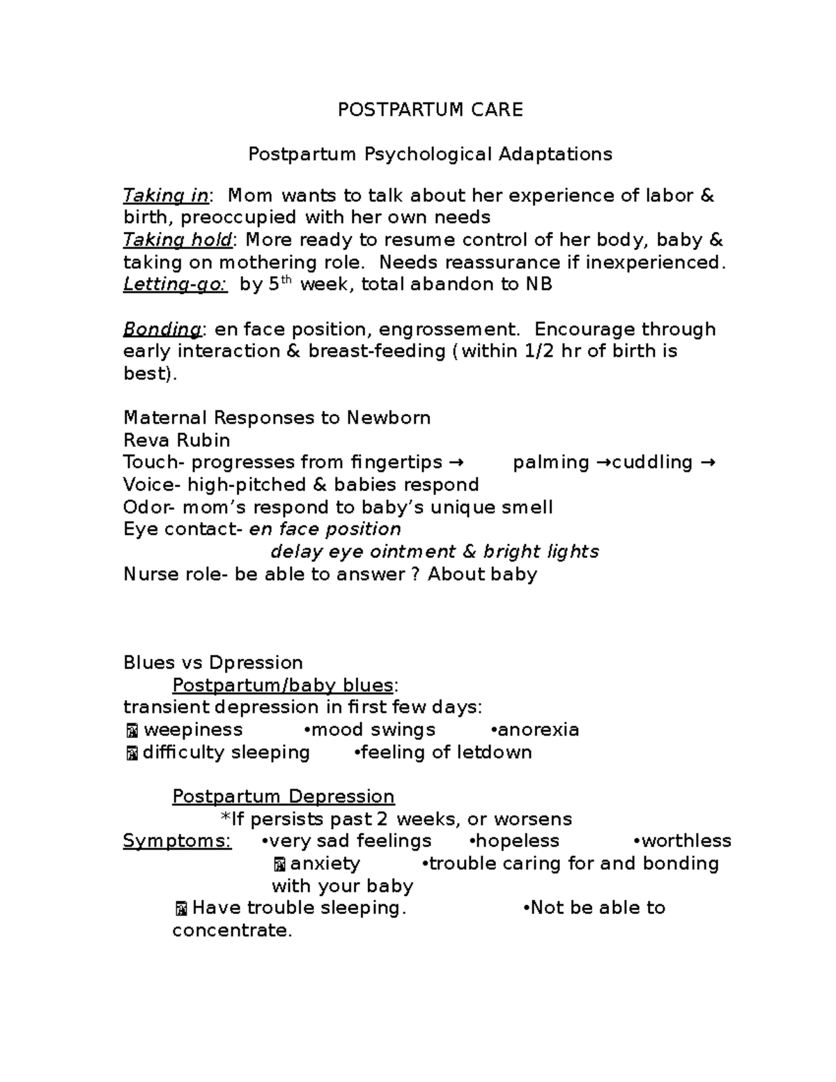 Postpartum CARE - ... - POSTPARTUM CARE Postpartum Psychological ...