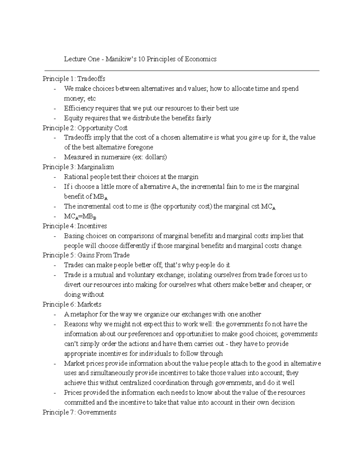 ECON 111 - ECON 111 Lecture notes, includes tips on how to better ...