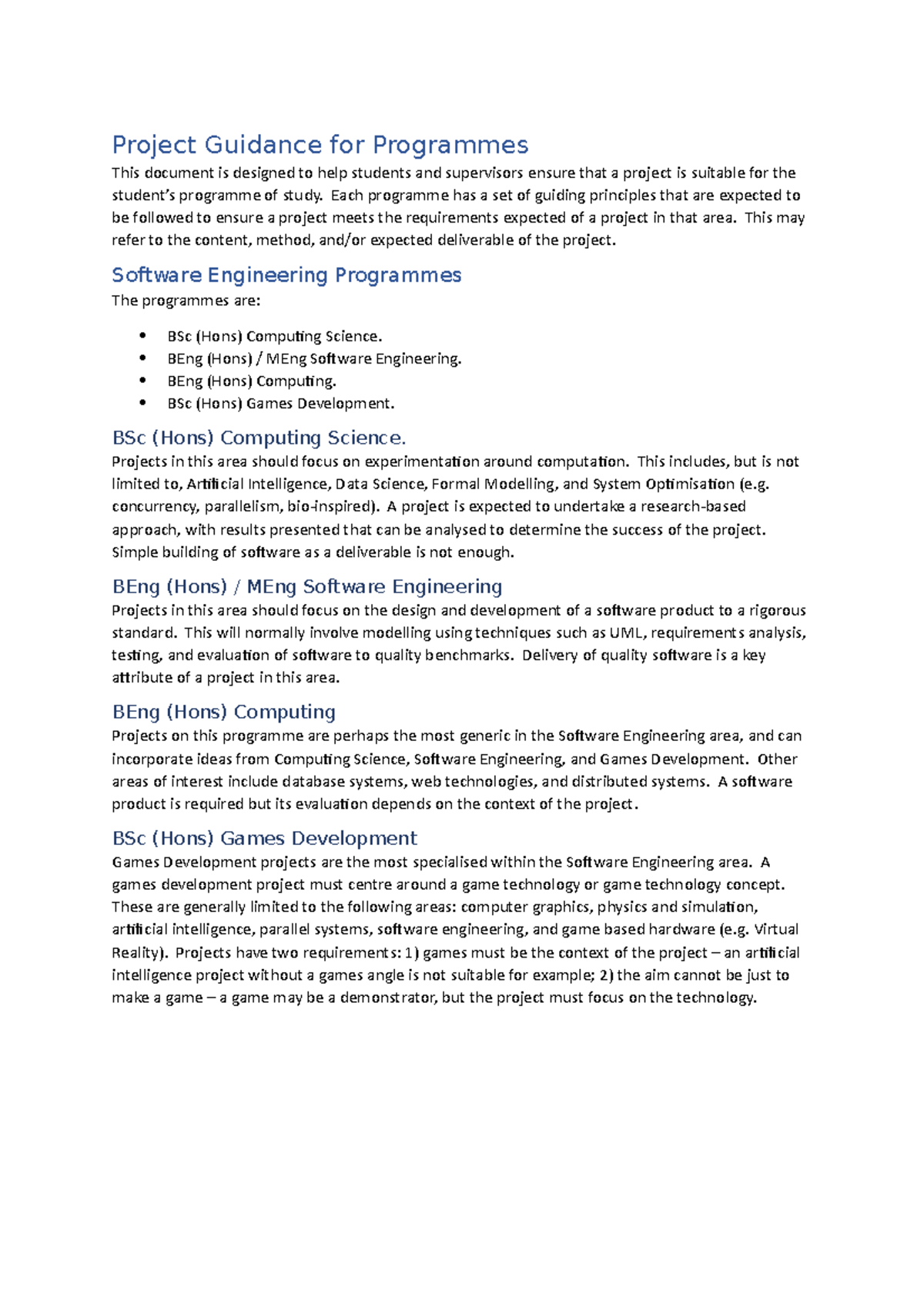 Project Guidance for Programmes - Each programme has a set of guiding ...