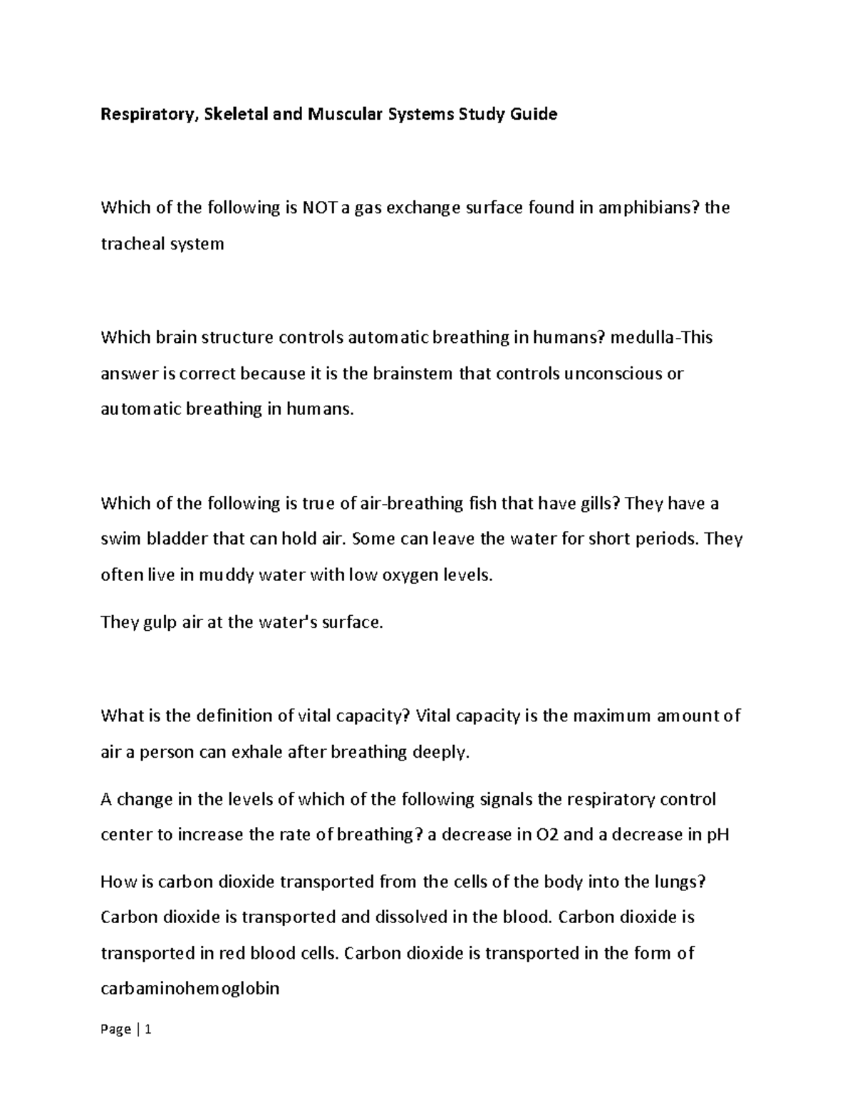 Respiratory, Skeletal and Muscular Systems Study Guide - Which of the ...