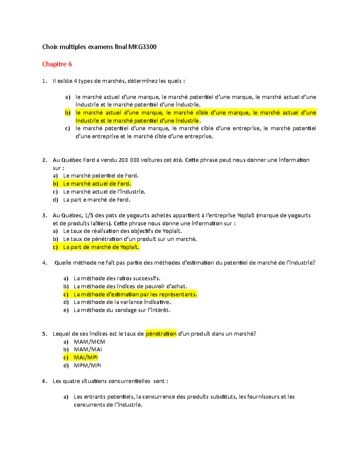 Examen type / pratique 10 Août 2017 - Choix multiples examens final ...
