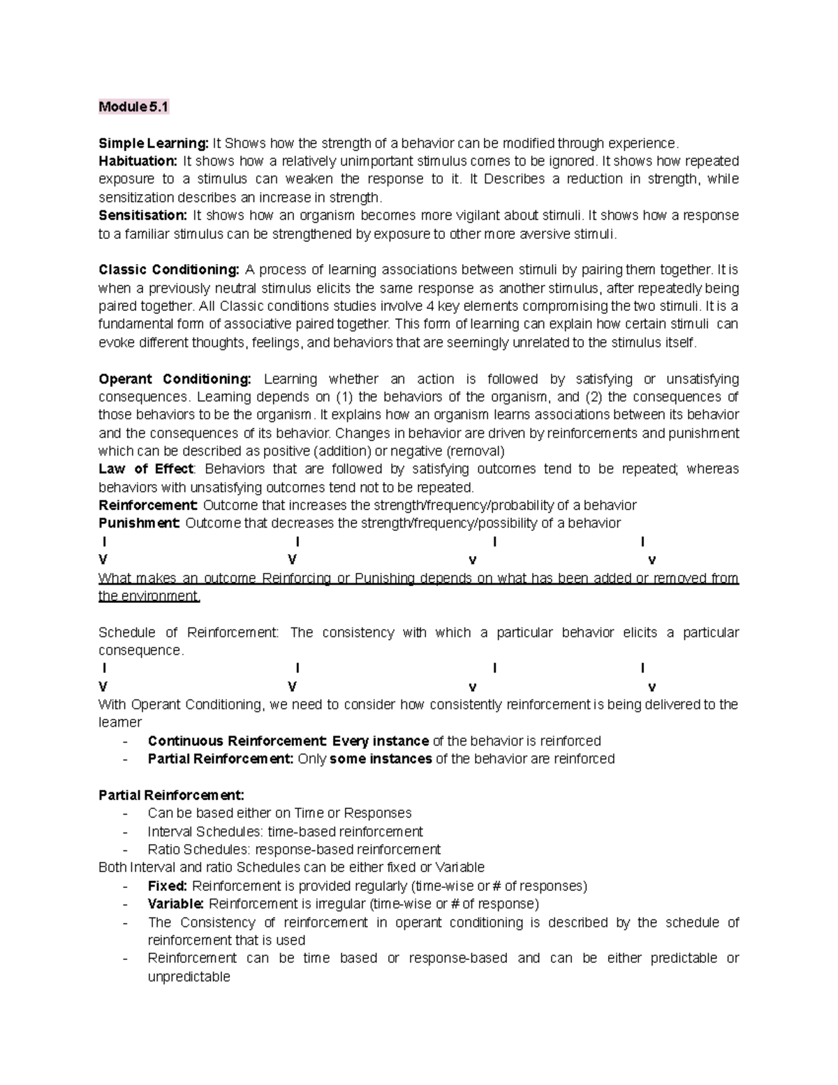 Neuro 1020 Moule 5 notes - Module 5. Simple Learning: It Shows how the ...