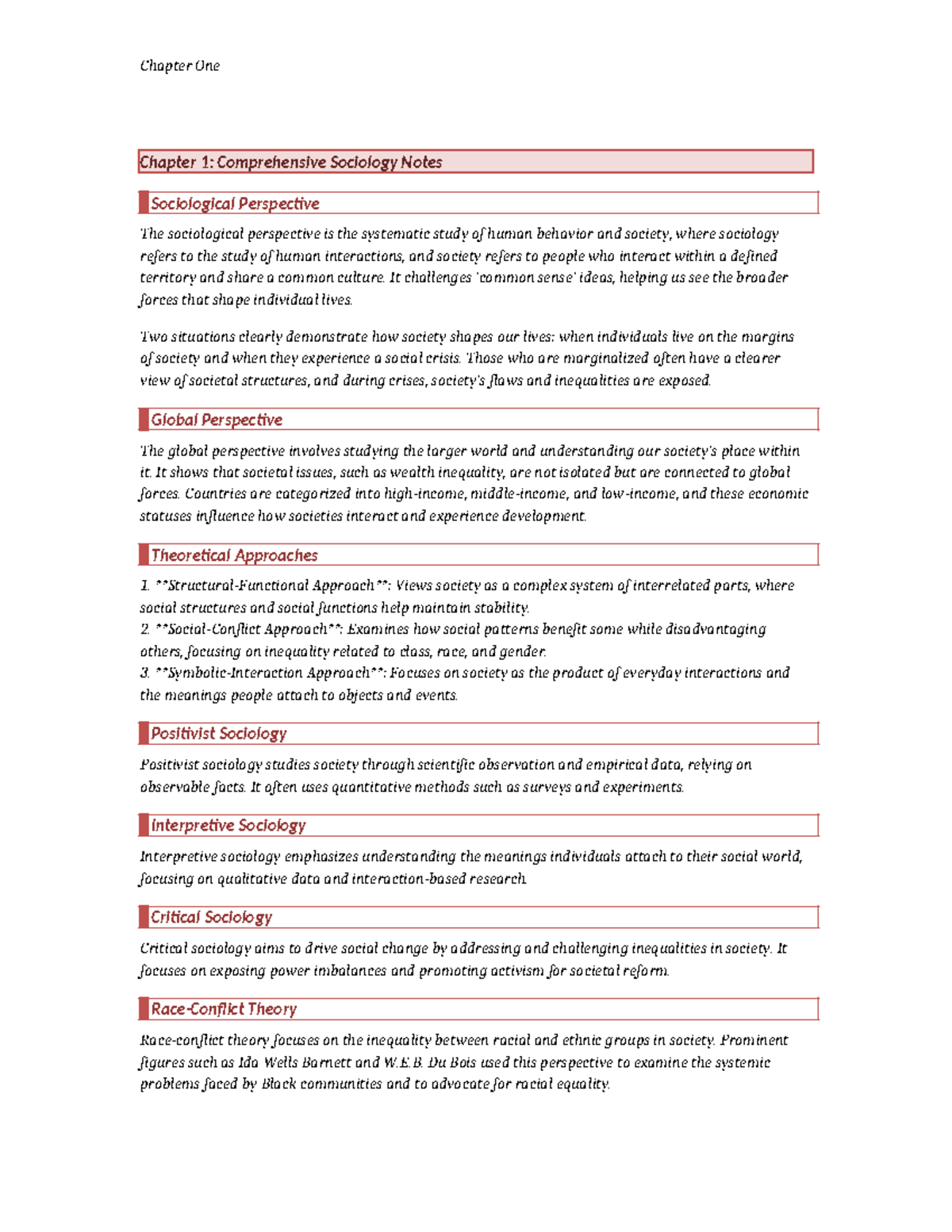 Chapter 1 Sociology - Chapter One Chapter 1: Comprehensive Sociology ...