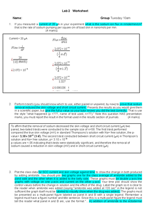 Lab 1 Worksheet 2021(7) - PHYL2002: Lab 1 Worksheet Name: Ulani Hayter ...