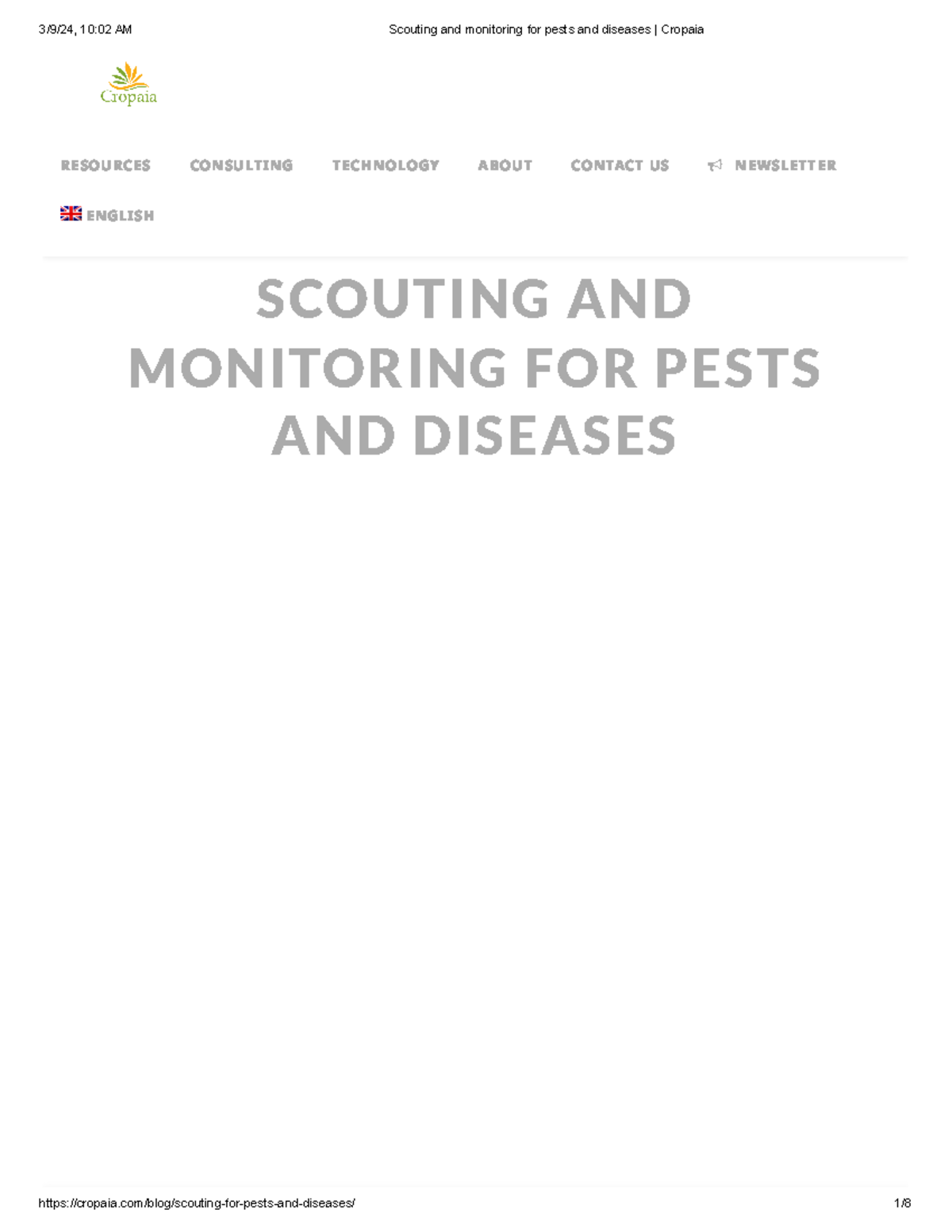 Scouting and monitoring for pests and diseases Cropaia - SCOUTING AND ...
