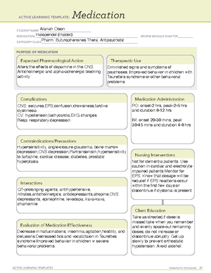 Losartan med card - ACTIVE LEARNING TEMPLATES TherapeuTic procedure A ...