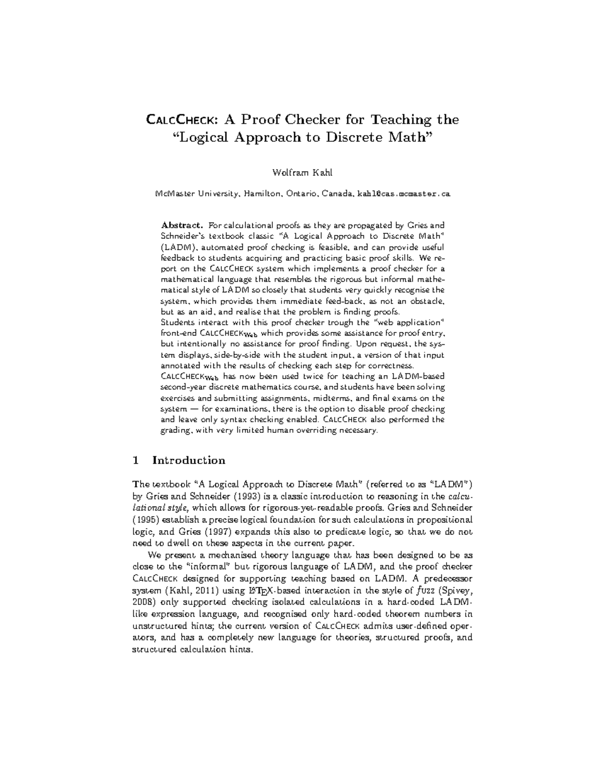 Calc Check Introduction - CALCCHECK: A Proof Checker for Teaching the ...