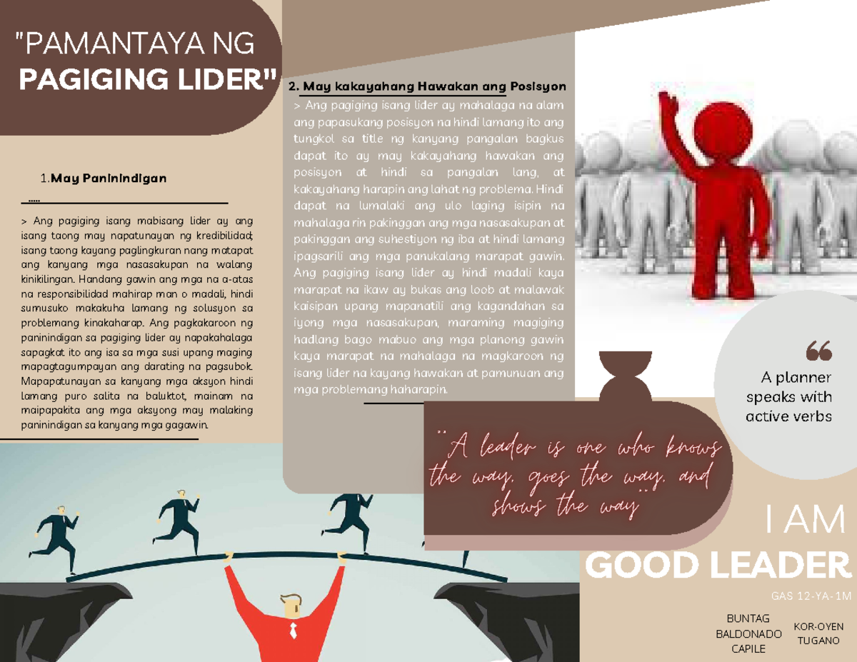 Pamantayan NG Pagiging Lider - I AM "PAMANTAYA NG GOOD LEADER GAS 12-YA ...
