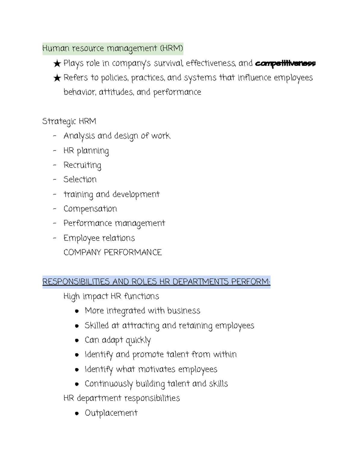Human Resource Management notes - Human resource management (HRM ...