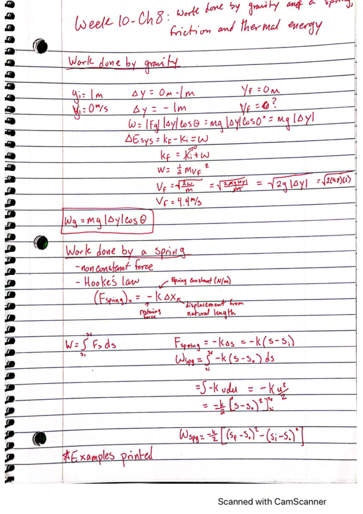 Work done by gravity, spring, and friction - a week Ch8: work done ...