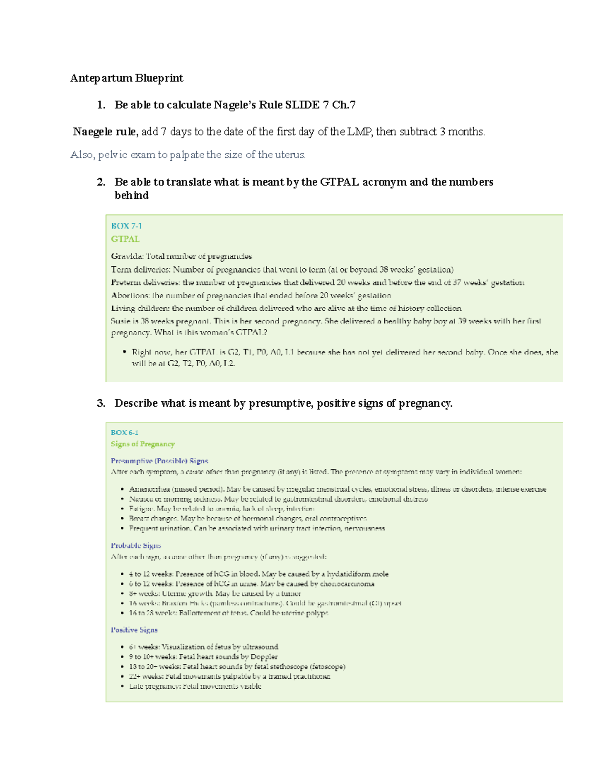 Antepartum Blueprint - Naegele rule, add 7 days to the date of the ...