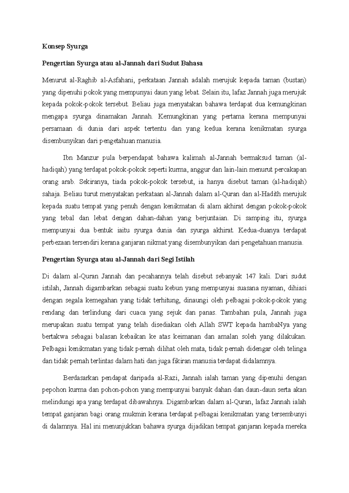 Konsep Syurga - Konsep Syurga Pengertian Syurga atau al-Jannah dari ...