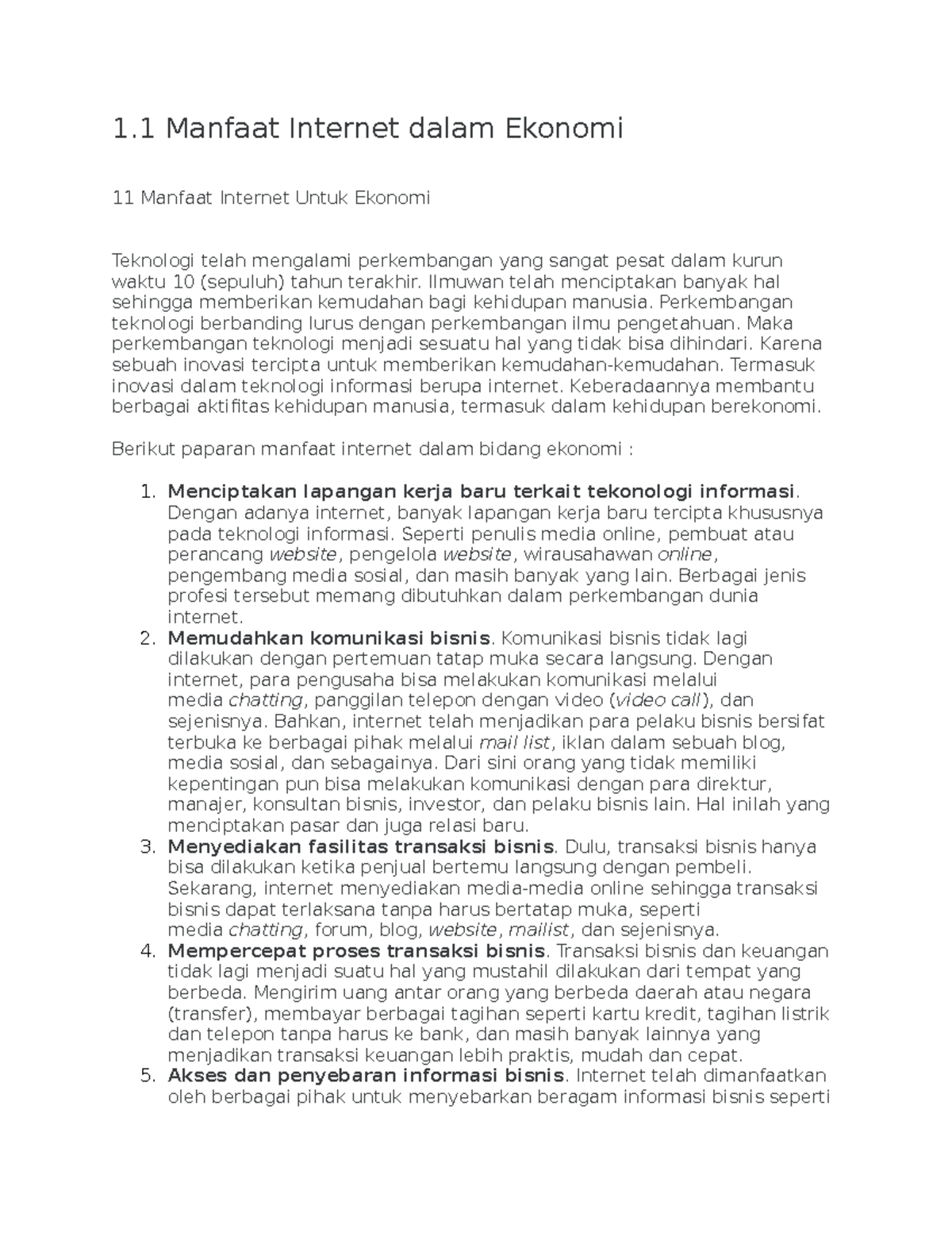 2. Internet dan Teknologi - 1 Manfaat Internet dalam Ekonomi 11 Manfaat ...