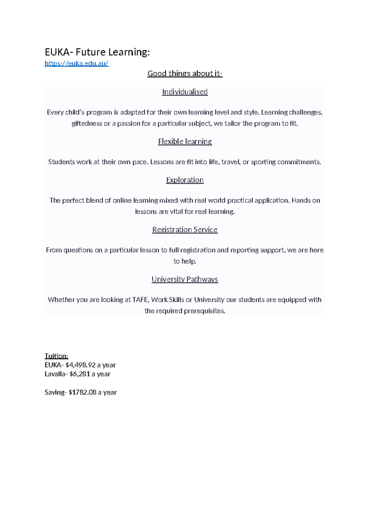 EUKA - to see different homeschool options - EUKA- Future Learning ...