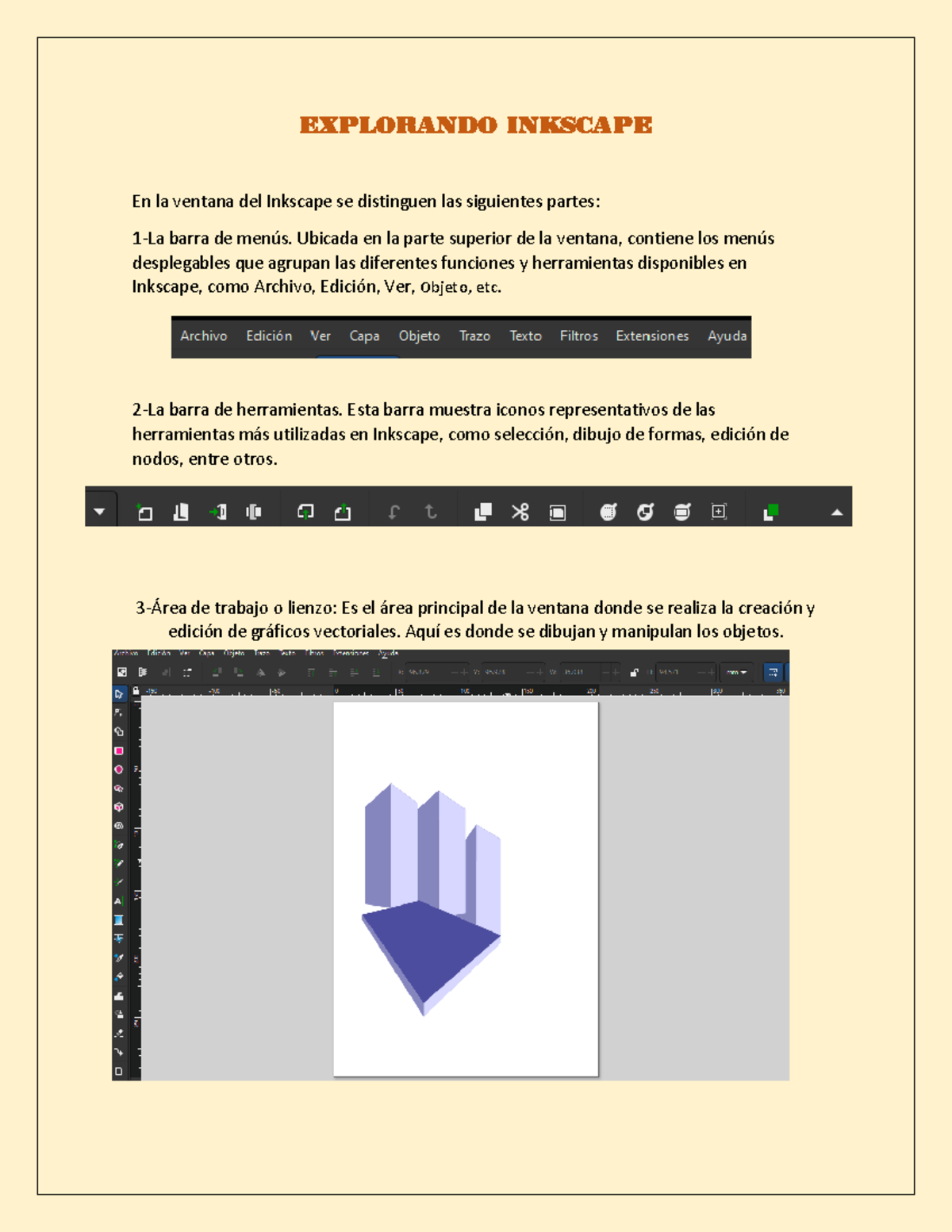 Explorando Inkscape Practica 1 - EXPLORANDO INKSCAPE En la ventana del Inkscape se distinguen ...