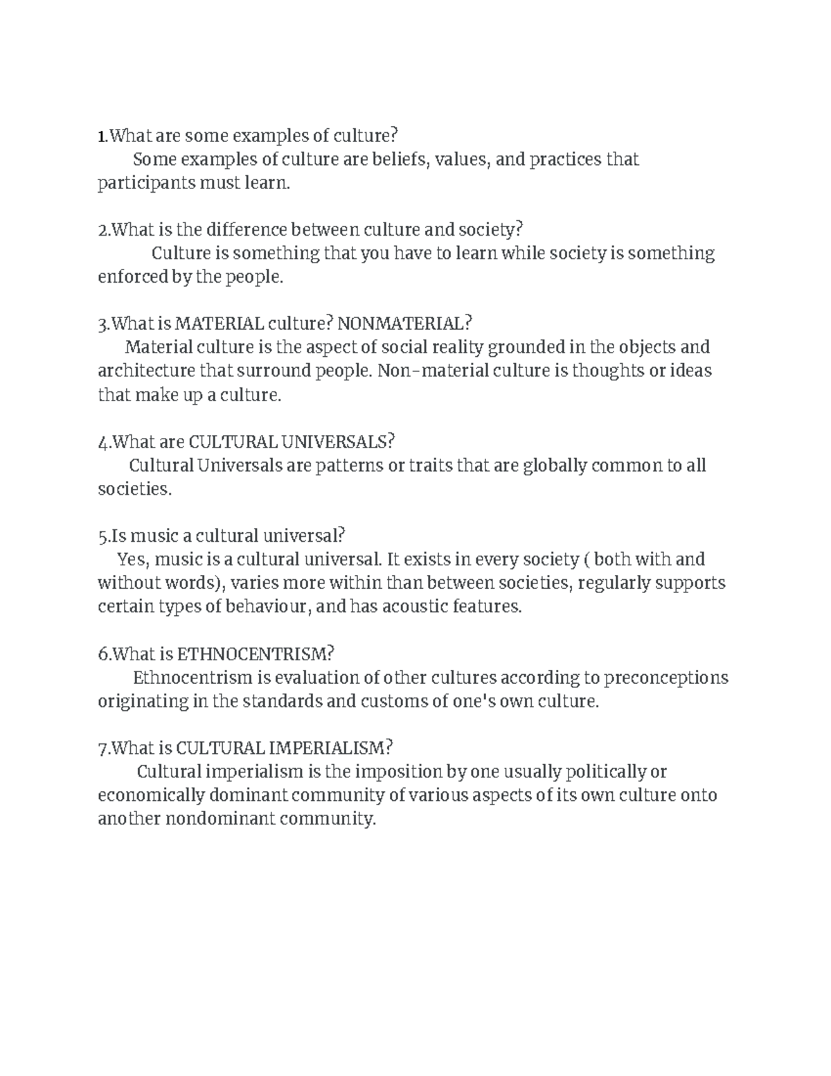 - Chapter 3-Culture (Pages 51-54) - 1 .What are some examples of ...