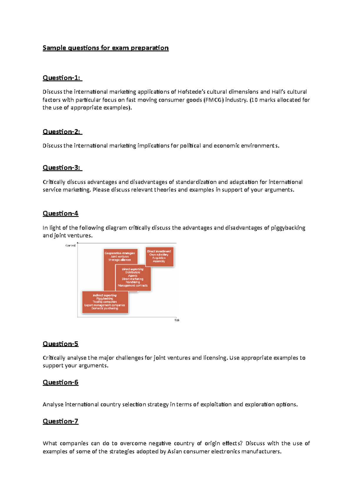 Sample questions for exam preparation - Sample questions for exam ...