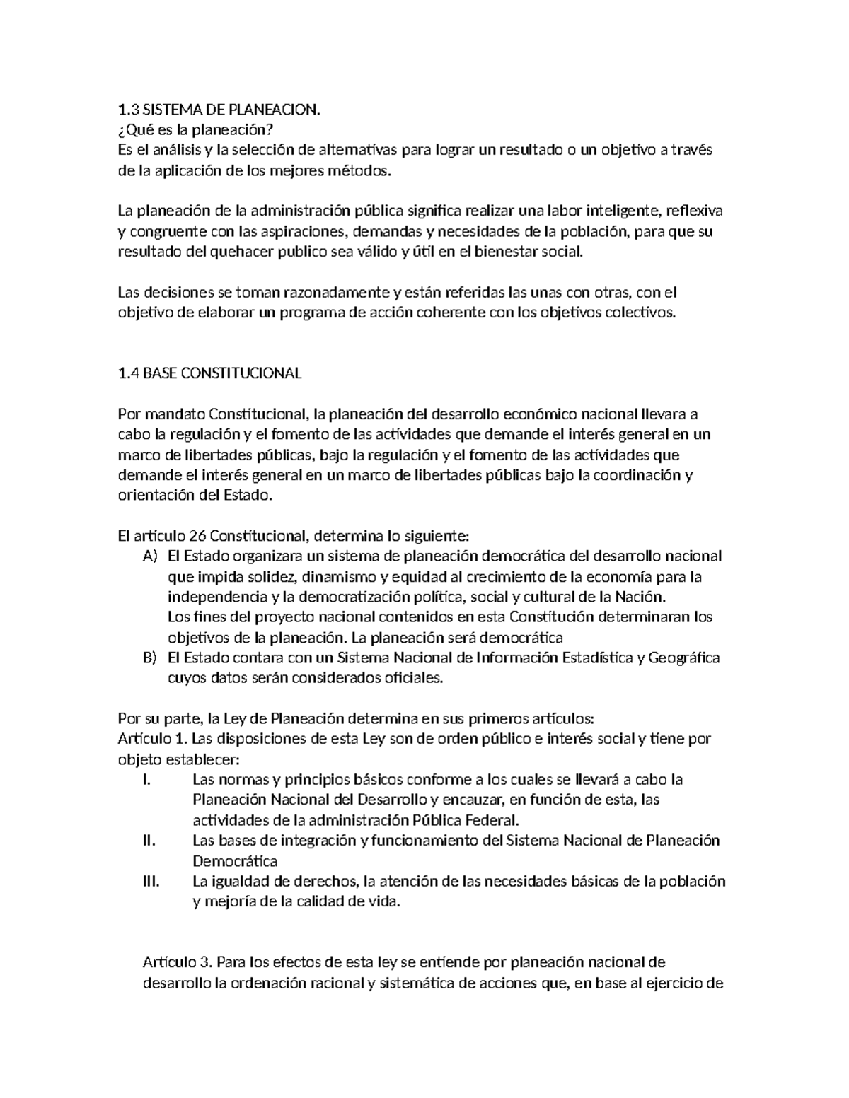 Admi Resumen Danya - 1 SISTEMA DE PLANEACION. ¿Qué es la planeación? Es el análisis y la ...