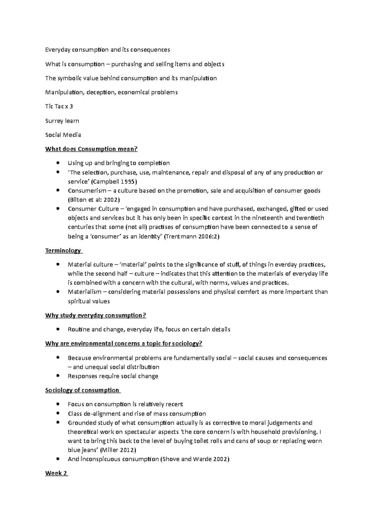 Everyday consumption and its consequences lecture notes - Everyday ...