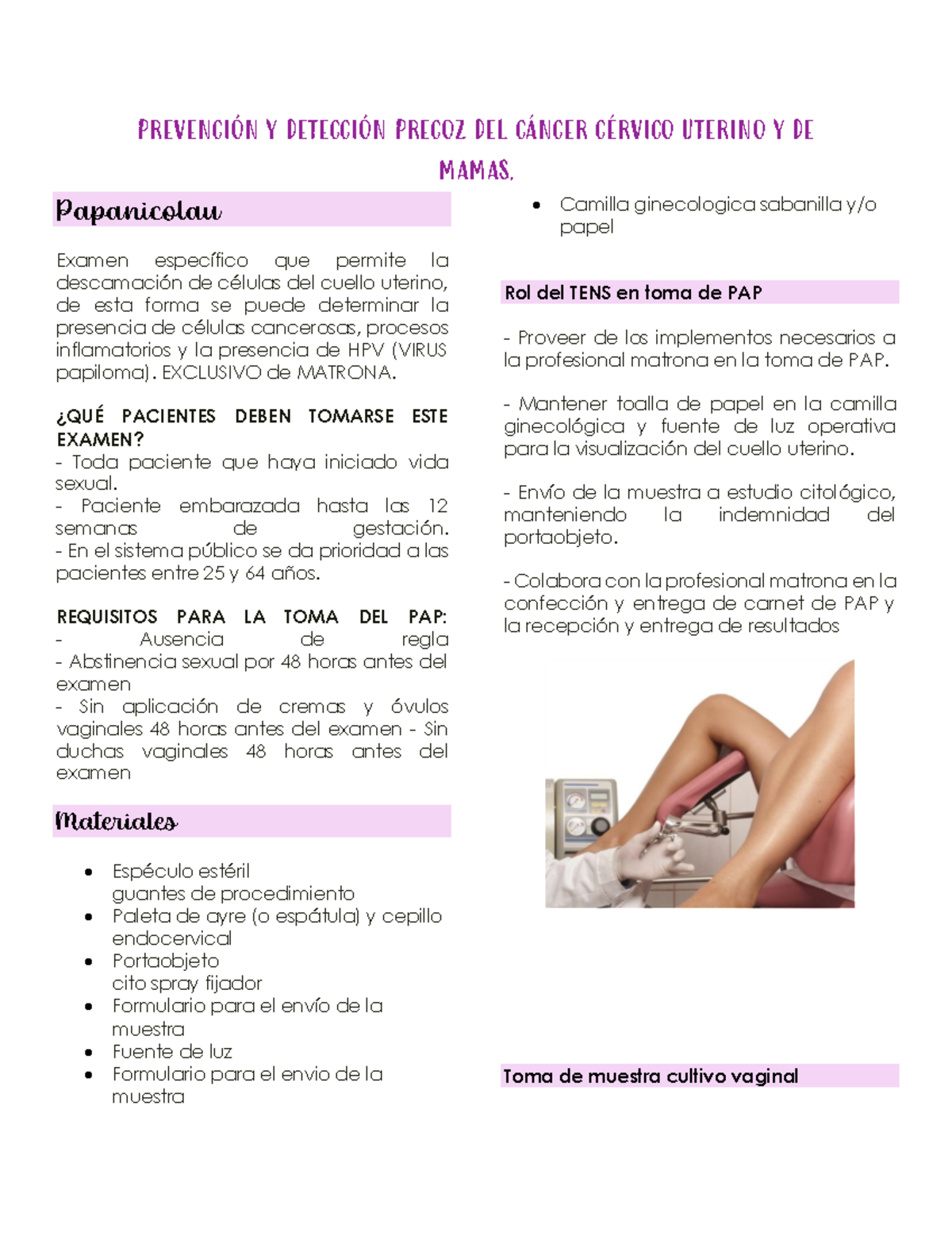 Prevención Y Detección Precoz Del Cáncer Cérvico Uterino Y De Mamas