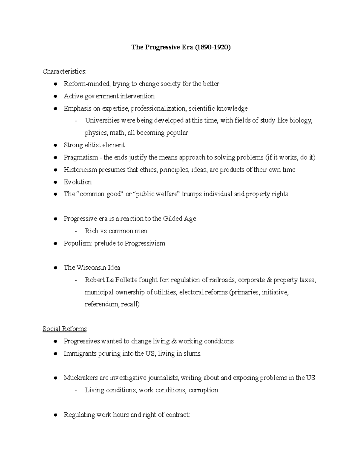 Hist 1302 Progressive Era - The Progressive Era (1890-1920 ...