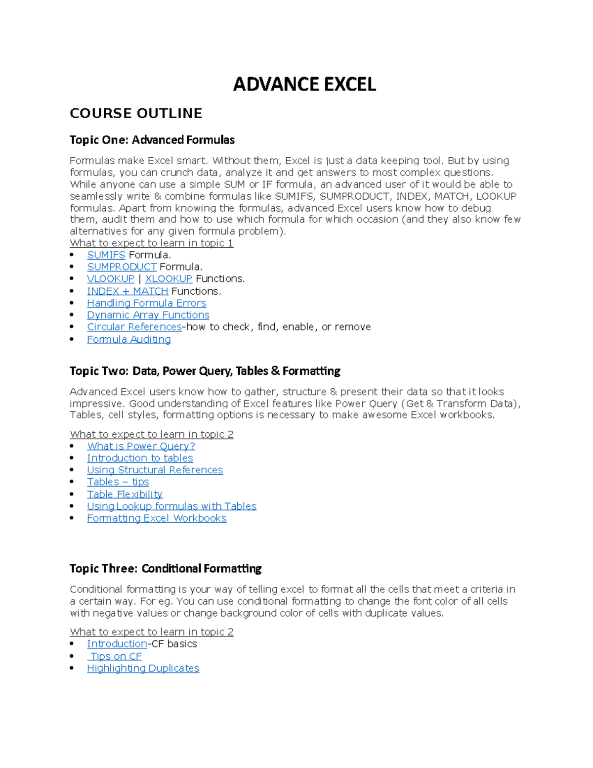 Advance Excel.Get to know what to learn in advance excell - ADVANCE ...