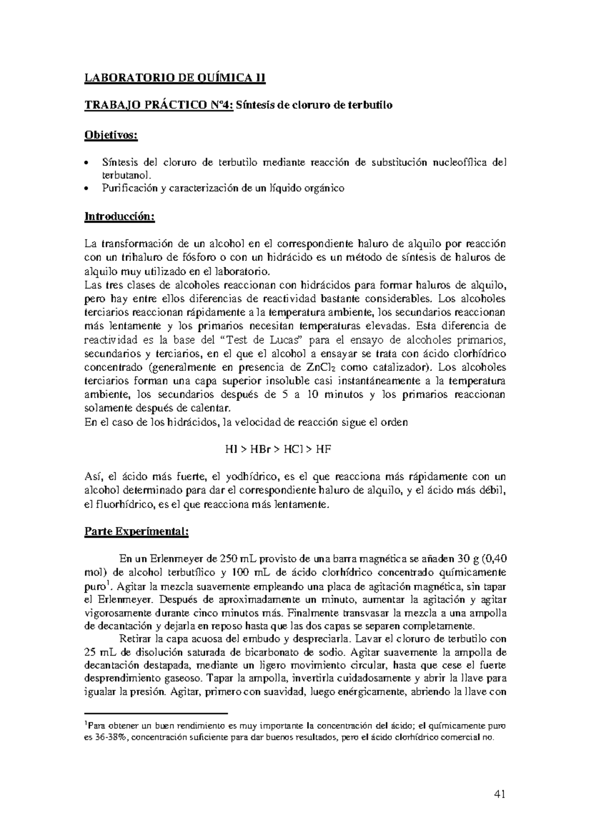 Cloruro de terbutilo - Purificación y caracterización de un líquido ...